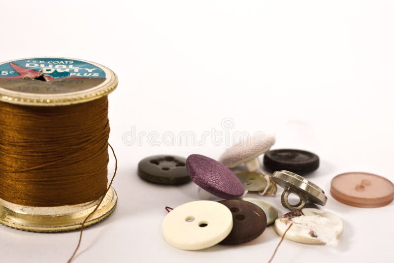 Thimble, needle and thread stock image. Image of tailoring - 210327
