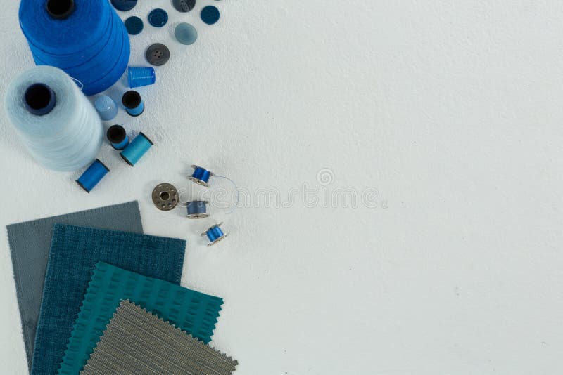 Thread Rolls and Various Tools on White Background Stock Photo - Image ...