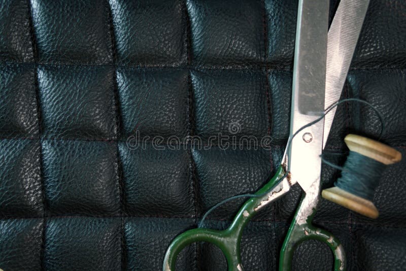 Thread Scissors Leather Products Accessories and Tools, Concept of ...
