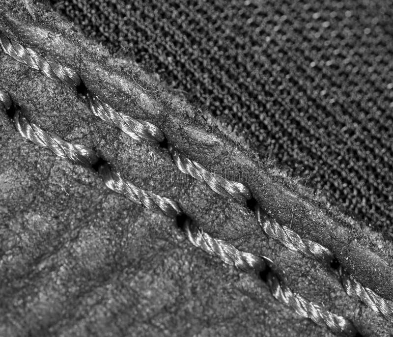 Thread Seam on Black Leather Material As Background Stock Image - Image ...