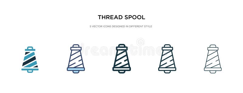 Thread Spool Icon in Different Style Vector Illustration. Two Colored ...
