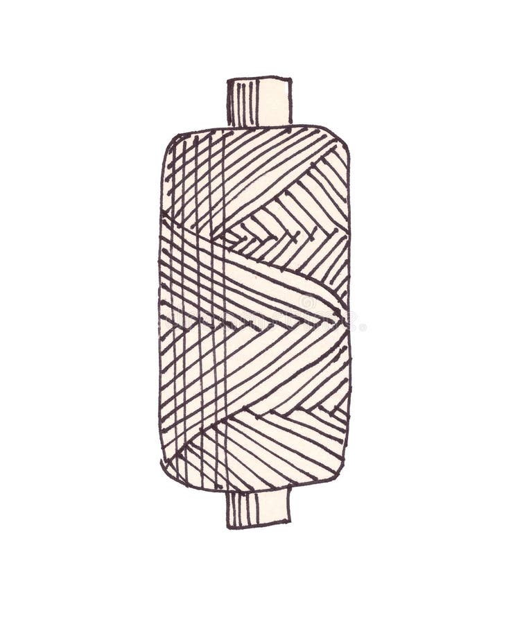 Thread Spool, Line Art, Black and White Graphics Stock Illustration ...