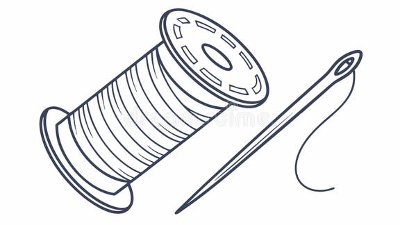 Thread Spool with Needle Illustration, Sewing and Craft Graphic, Vector ...