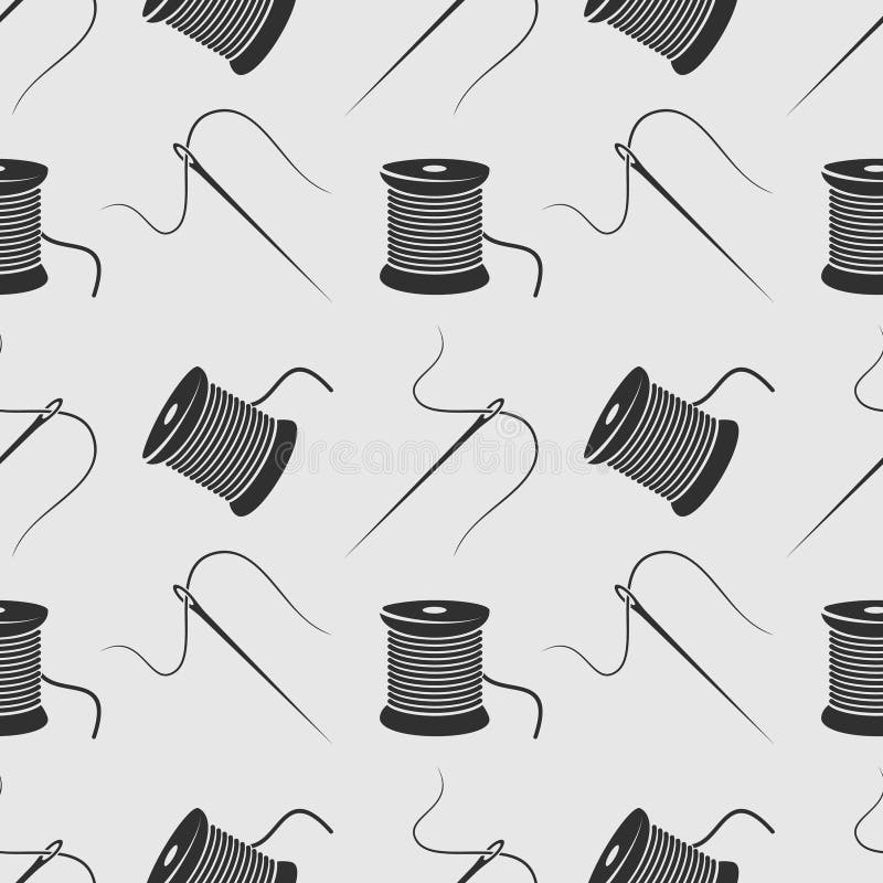 Thread Spool and Needle Seamless Pattern Stock Vector - Illustration of ...
