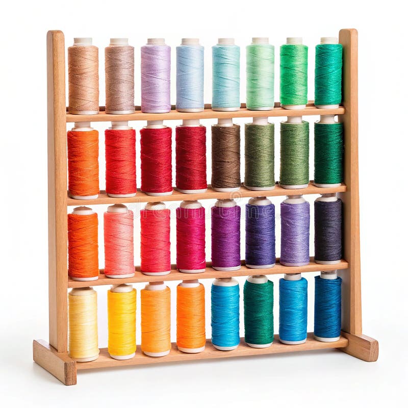 Thread Spool Rack on White Background Stock Illustration - Illustration ...