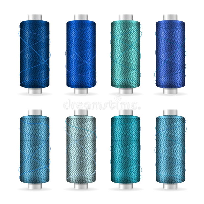 Thread Spool Set. Bright Plastic Bobbin. Isolated on White Background ...