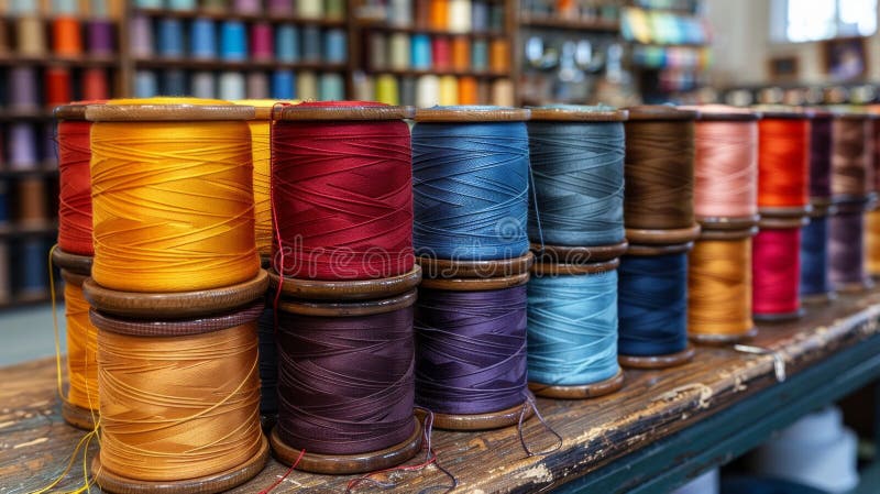 Thread Spools Background. Various Colors Sewing Kit. Collection of ...