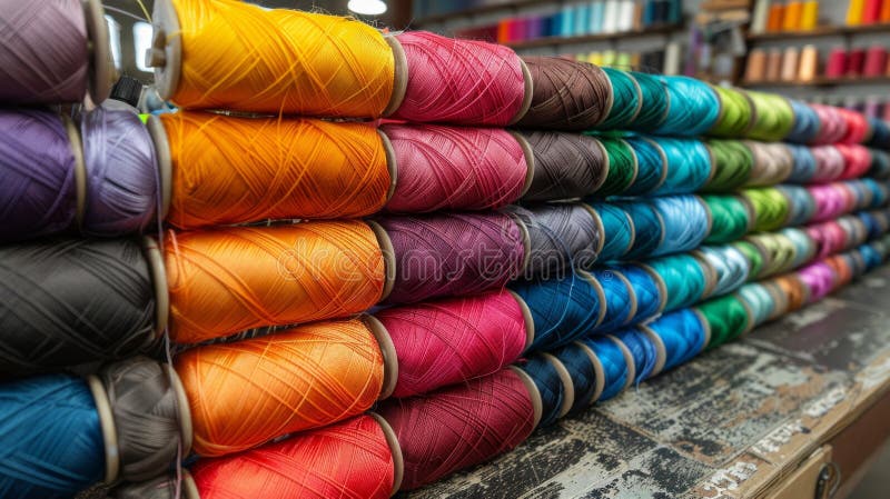 Thread Spools Background. Various Colors Sewing Kit. Collection of ...