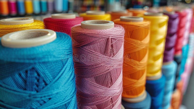 Thread Spools Background. Various Colors Sewing Kit. Collection of ...