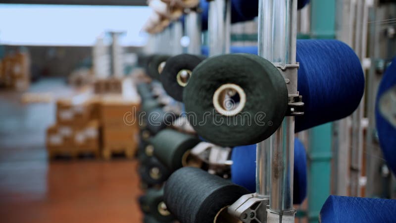Thread Spools. Close-up. Racks with Many Thread Spools. the Process of ...
