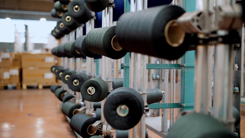 Thread Spools. Close-up. Racks with Many Thread Spools. the Process of ...