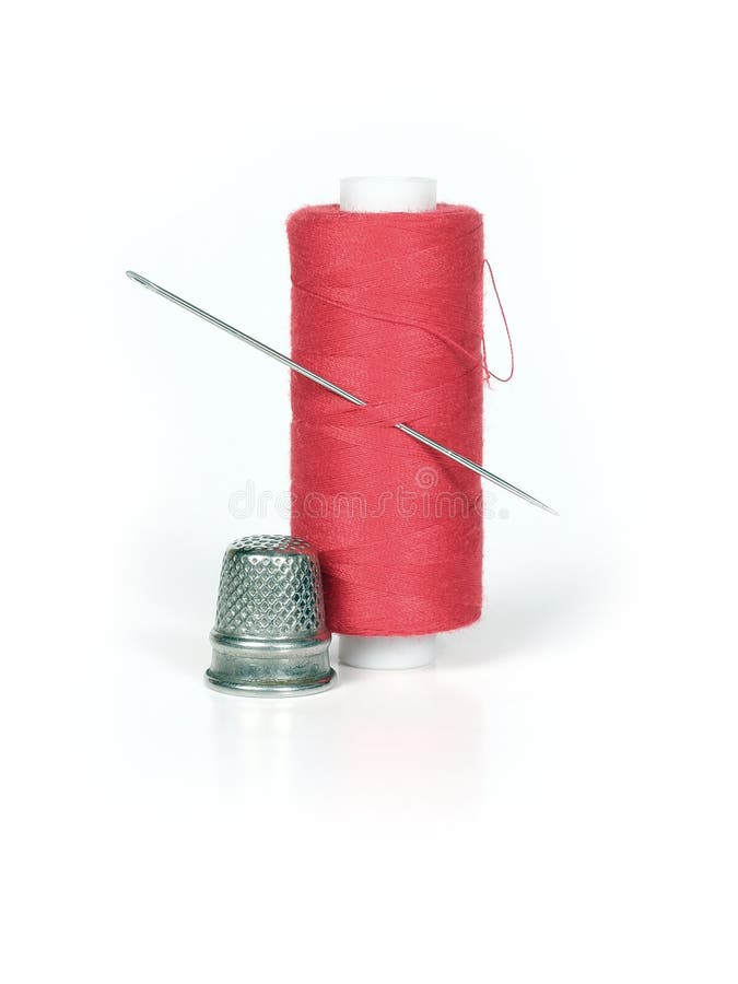 Thread, thimble and needle stock photo. Image of loop - 1092538