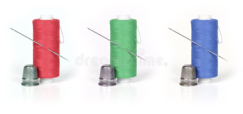 Thread, thimble and needle stock photo. Image of whitebackground - 1092566