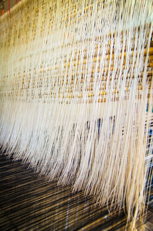 Thread on the Traditional Weaving Machine Stock Image - Image of ...