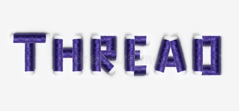 Thread Word from Threads Spools of Very Peri Color. Isolated on White ...