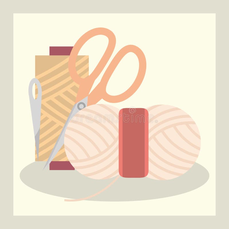 Thread Yarn and Scissor Vector Design Stock Vector - Illustration of ...