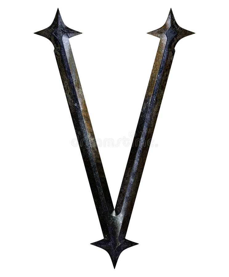 Threadbare and Rusty Ancient Letter.Medieval Metallic Font. Stock ...