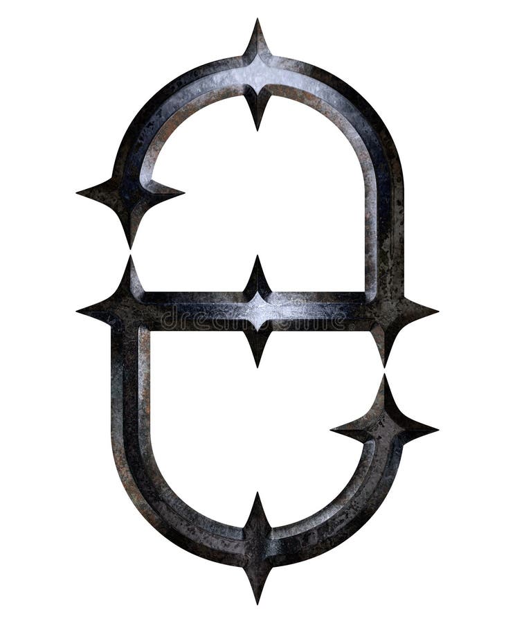 Threadbare and Rusty Ancient Letter.Medieval Metallic Font. Stock ...