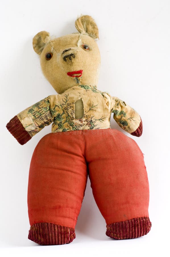 Threadbare Teddy Bear with Happy Face Stock Photo - Image of health ...