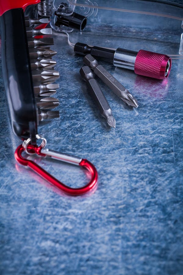 Threaded Bit Set in Box on Metallic Surface Construction Concept Stock ...