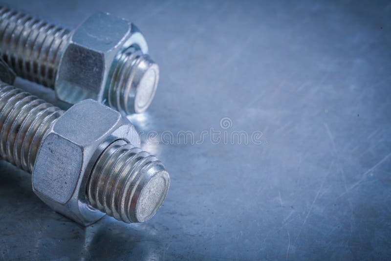 Threaded Bolt Details and Screw-nuts on Metallic Surface Construction ...