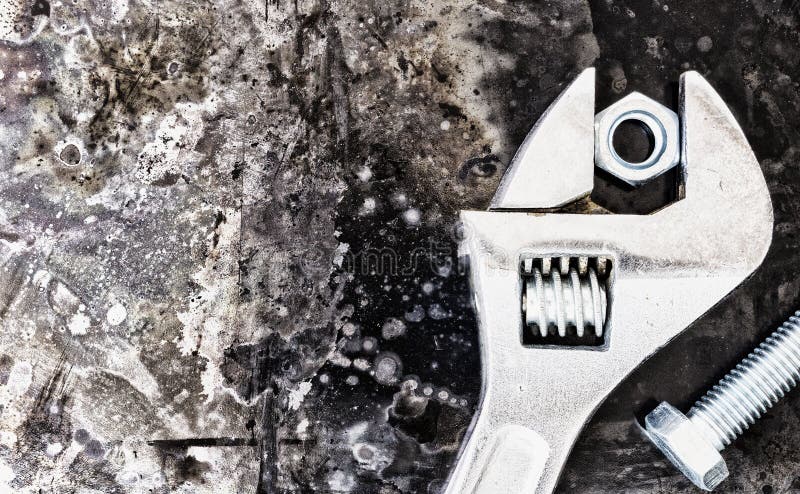 Threaded Fasteners and Wrench. Stock Image - Image of industry, steel ...
