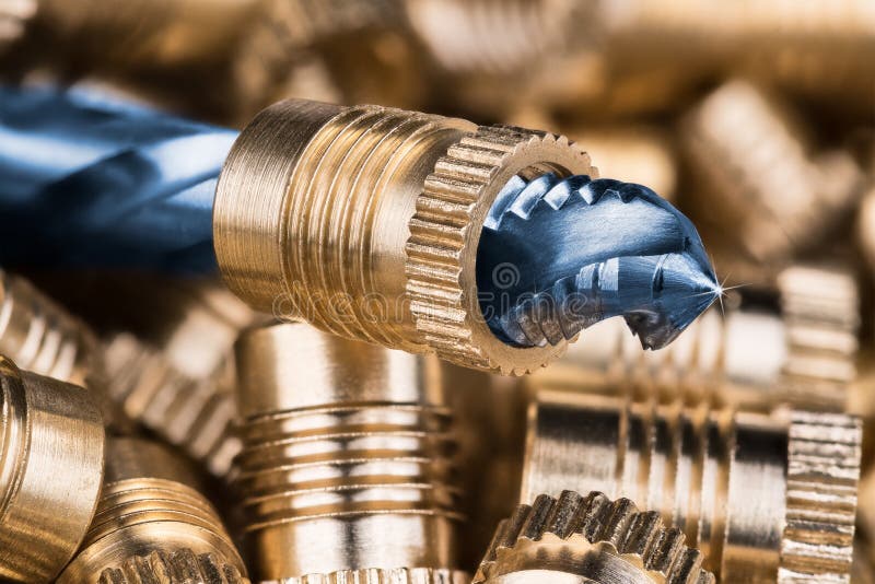 Threaded Insert Close-up and Spiral Flute Tap Stock Photo - Image of ...