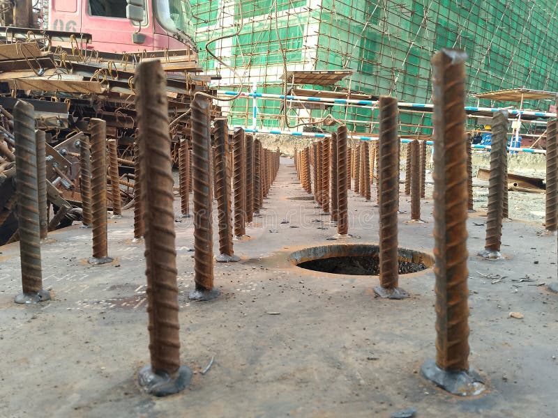 Threaded Iron Mounted on a Steel Plate Stock Image - Image of mining ...