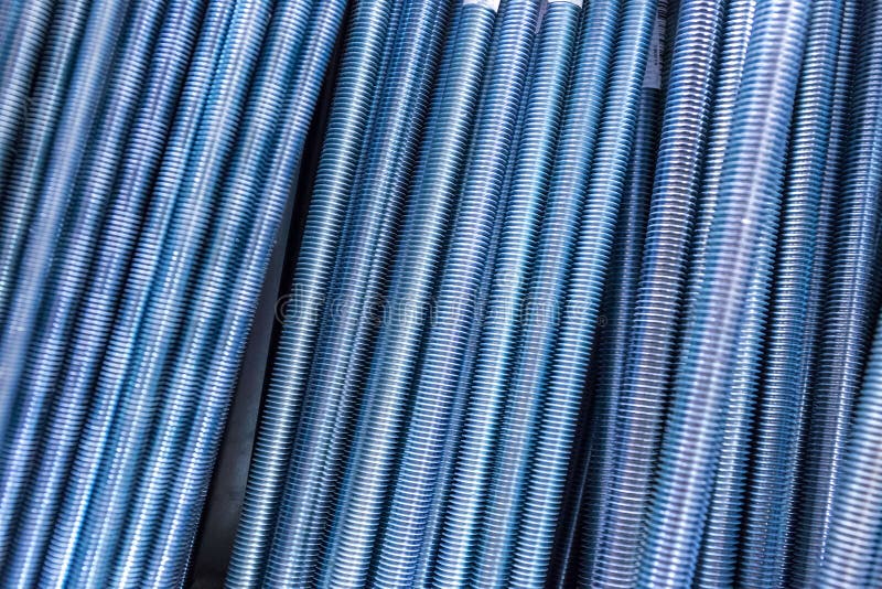 A Number of Threaded Steel Rods Stock Image - Image of manufacturing ...