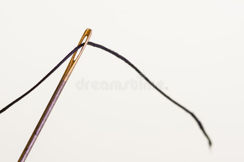 Threaded Needle Isolated on White Stock Photo - Image of fabric, twine ...