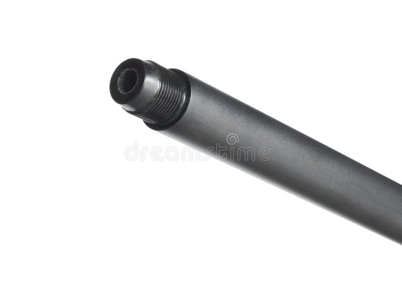 Threaded Rifle Barrel on White Stock Image - Image of grey, threaded ...
