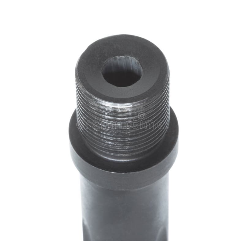 Threaded Rifle Barrel on White Stock Image - Image of rifling, white ...