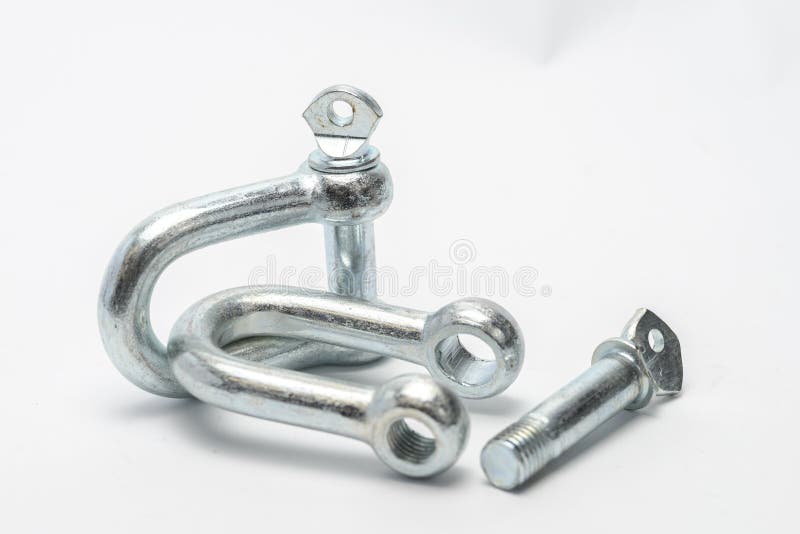 Threaded Steel Shackles on White Background Stock Photo - Image of ...