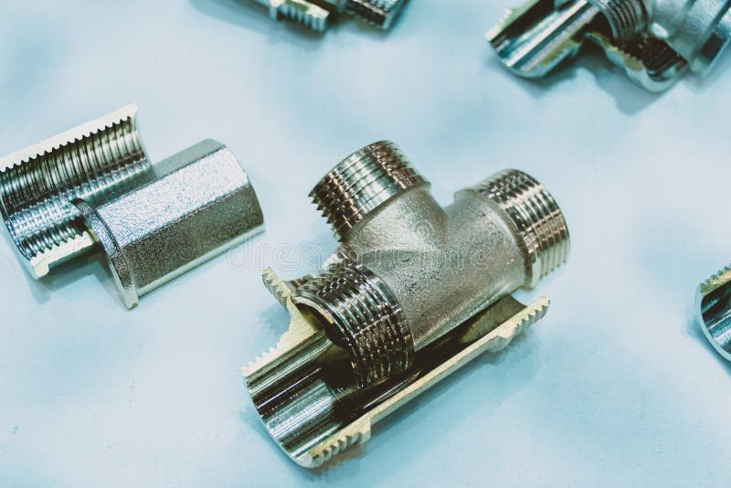 Threaded Steel Tee for Pipe Connection in Section Stock Image - Image ...