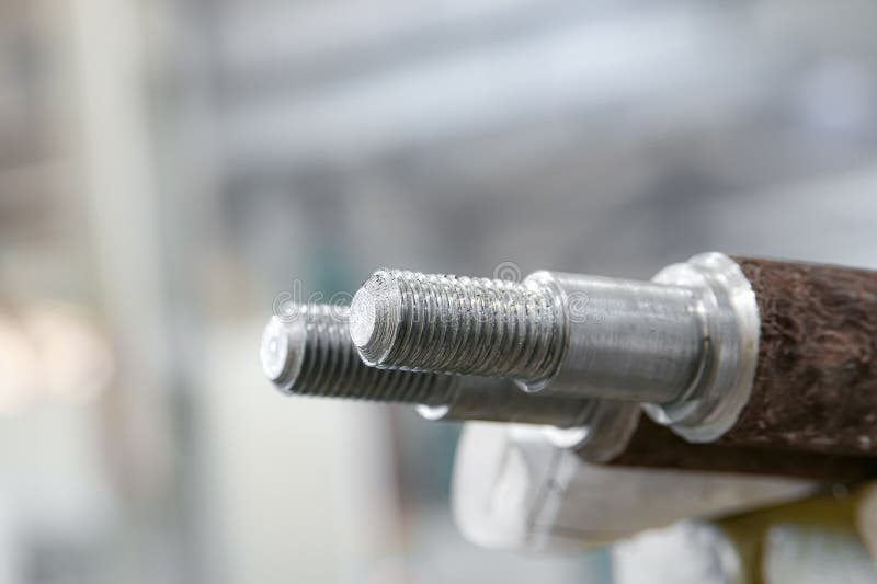 Threaded Studs after Production on a Cnc Lathe Stock Photo - Image of ...