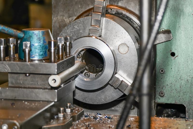 Threading a Nut Inside with a Threaded Cutter on a Lathe Stock Photo ...