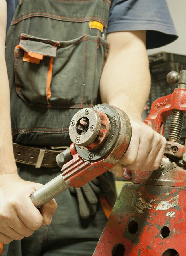 Threading steel pipe stock photo. Image of improvement - 33442356