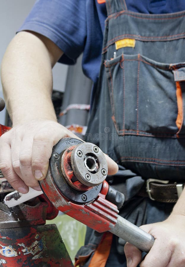 Threading steel pipe stock photo. Image of metal, copper - 33442514