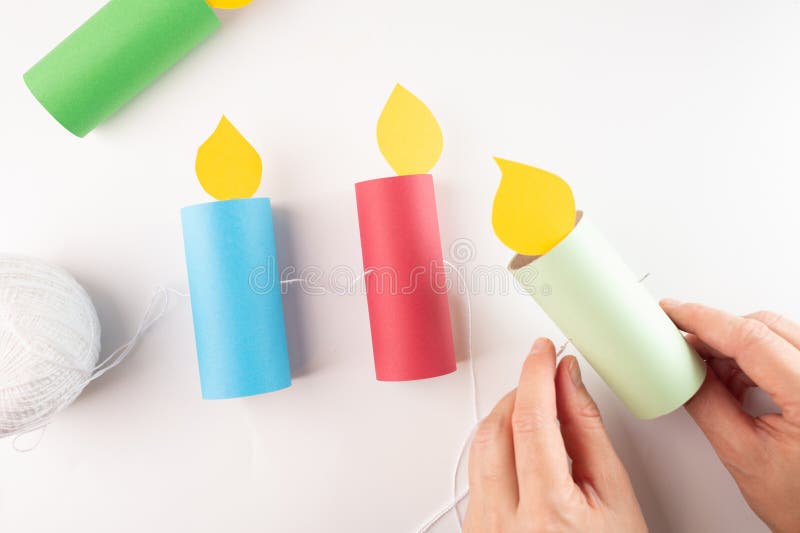 Threading String Final Garland, Step-by-step Making a Paper Candle ...