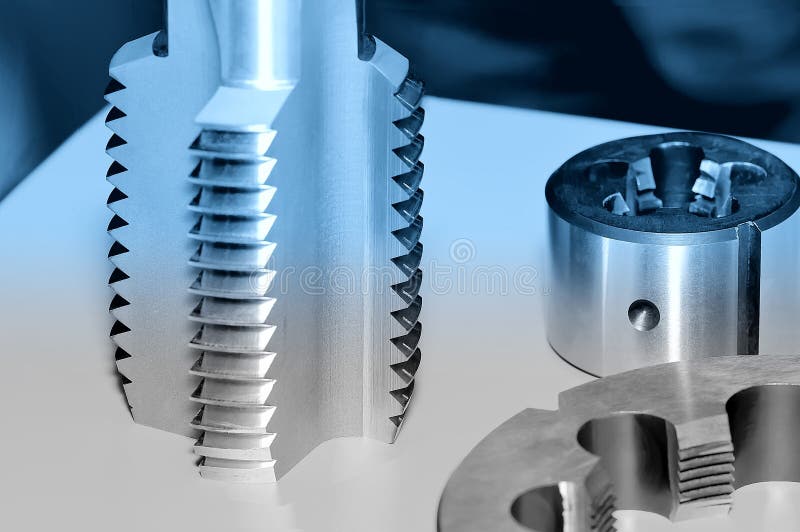 Threading Tapping Attachments of Different Shapes. Stock Image - Image ...
