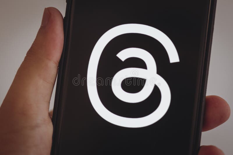 Threads App Logo Seen on Screen. the New Application by Meta Platforms ...