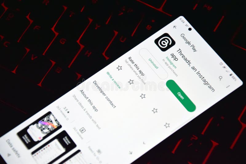 Threads App Logo Seen on Screen. the New Application by Meta Platforms ...