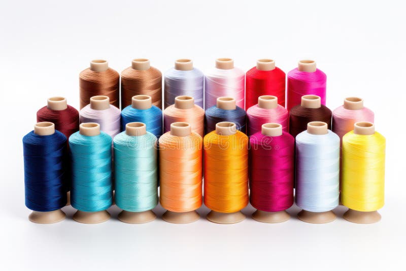 Threads of Creativity: Colorful Spools in Varied Hues, Isolated on ...