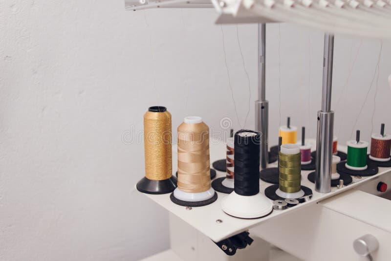 Threads of Different Colors on an Embroidery Machine. Hobby, Creative ...