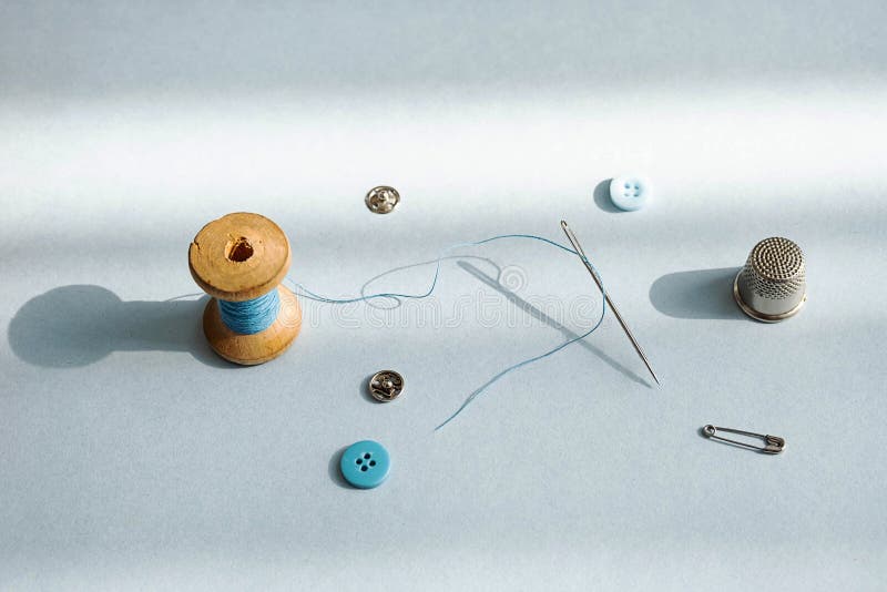 Threads and Different Tools for Sewing. Stitching Instruments Stock ...