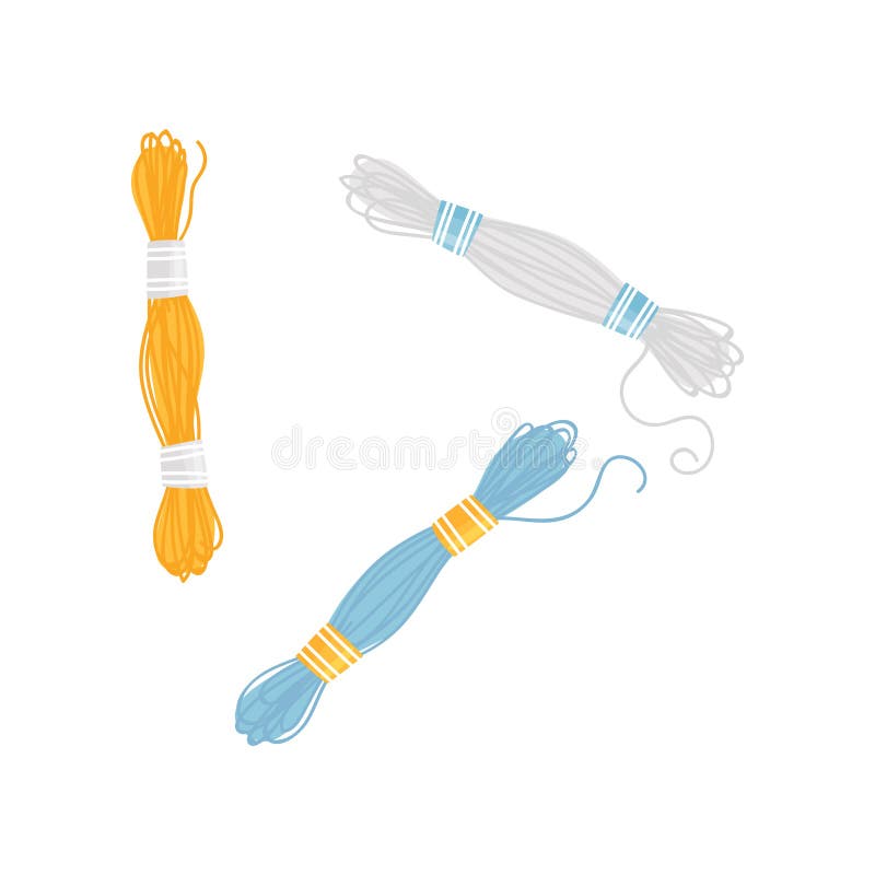 Threads for Embroidery. Three Colorful Yarns. Needlework Theme. Cartoon ...