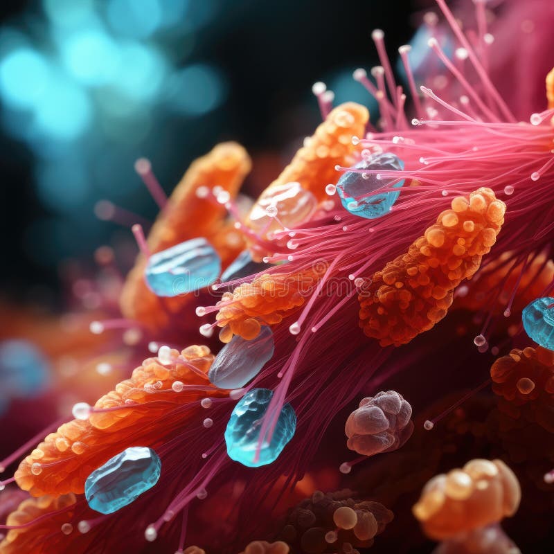 Threads of Fungus and Bacteria Under a Microscope. Microbes and ...