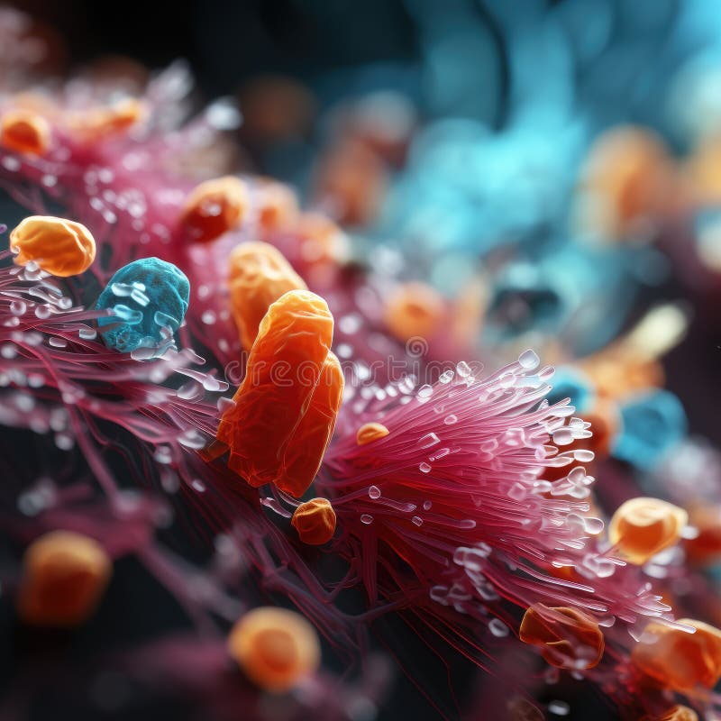 Threads of Fungus and Bacteria Under a Microscope. Microbes and ...
