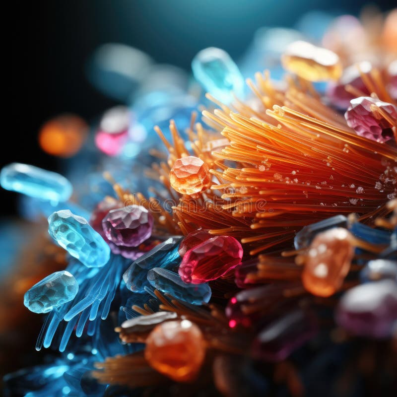 Threads of Fungus and Bacteria Under a Microscope. Microbes and ...