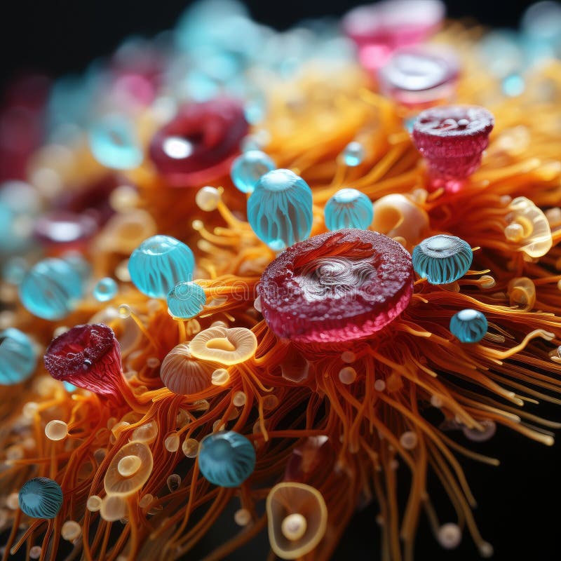 Threads of Fungus and Bacteria Under a Microscope. Microbes and ...